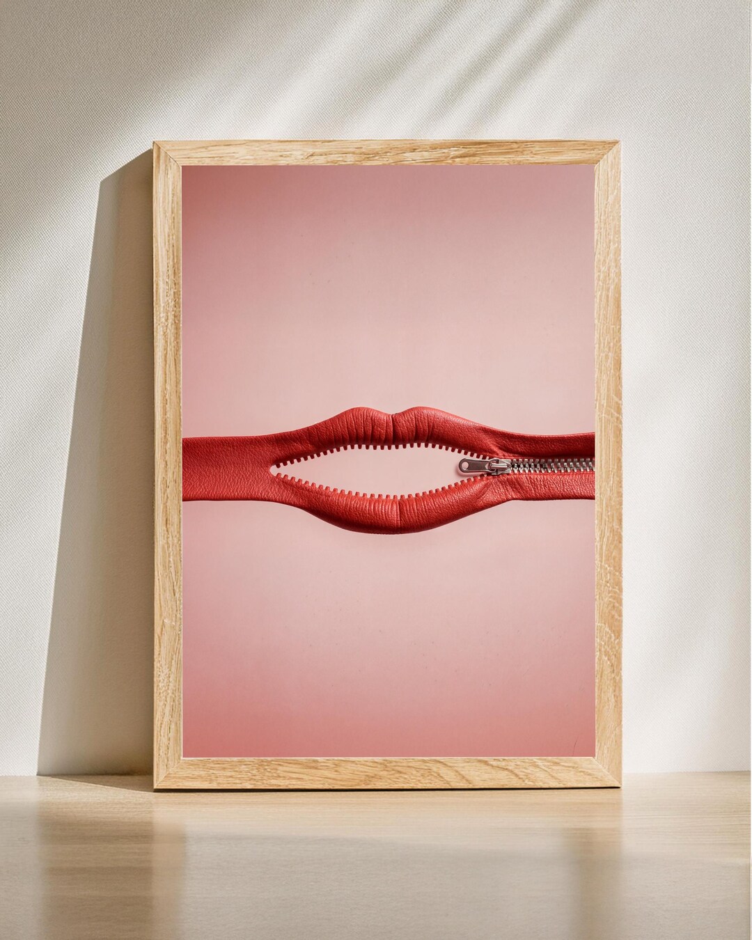 Surreal Lips Zipper Art, Modern Pop Surrealism, Unique Wall Decor ...
