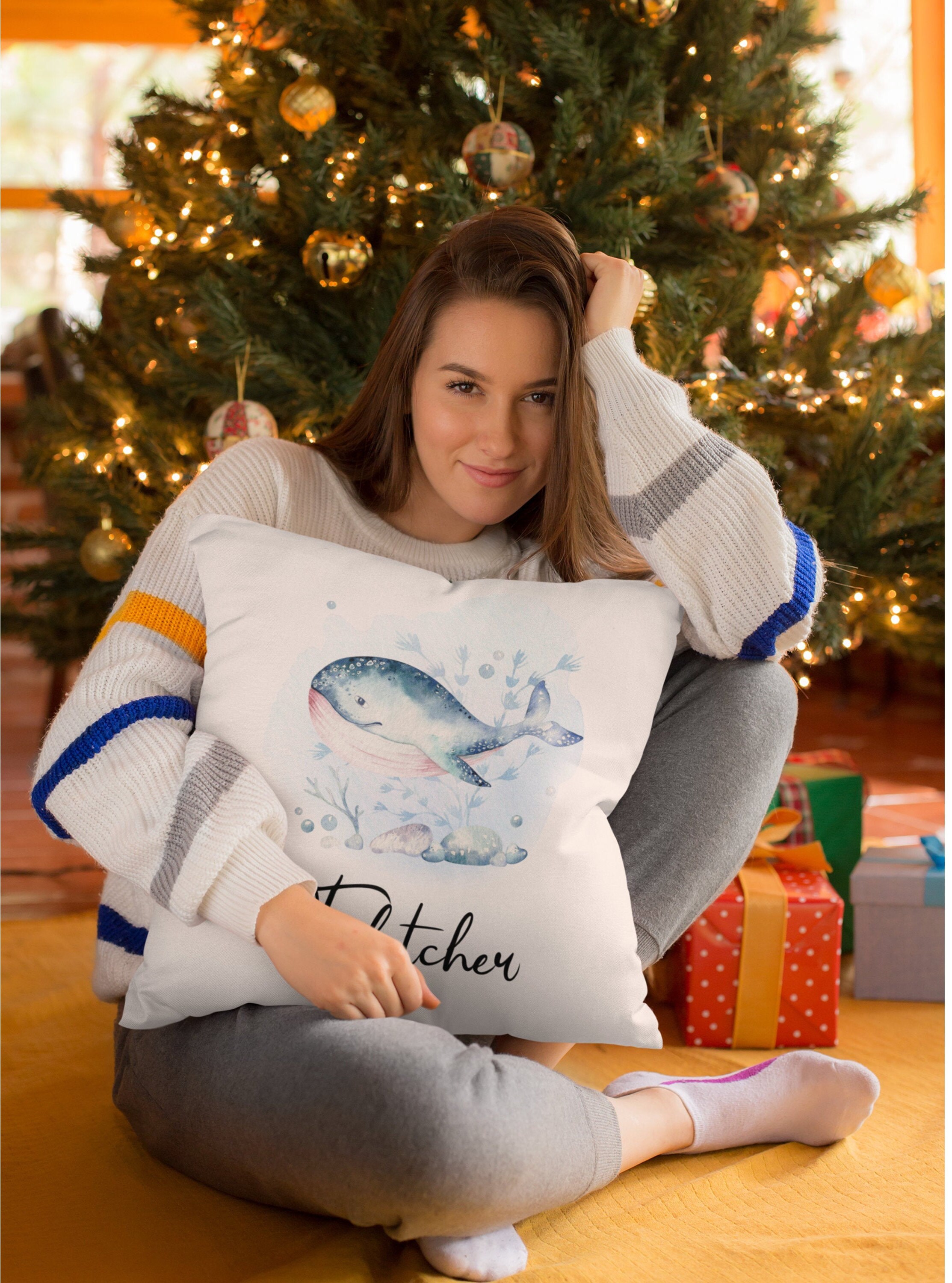 Personalized Whale Pillow, Whale Gifts, Whale Gift for Her, Cute Whale ...