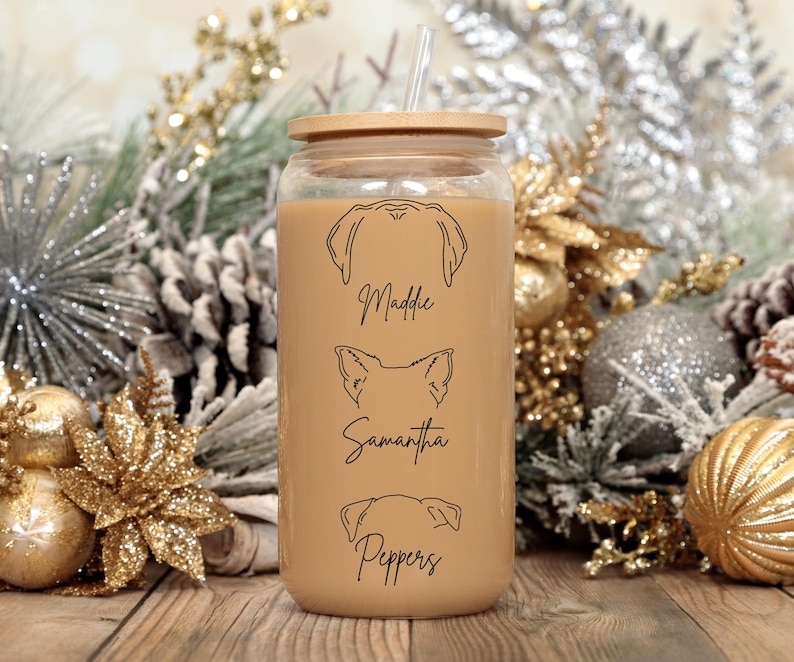Personalized Dog Ears Glass Tumbler With Name, Custom Dog Tumbler, Dog ...