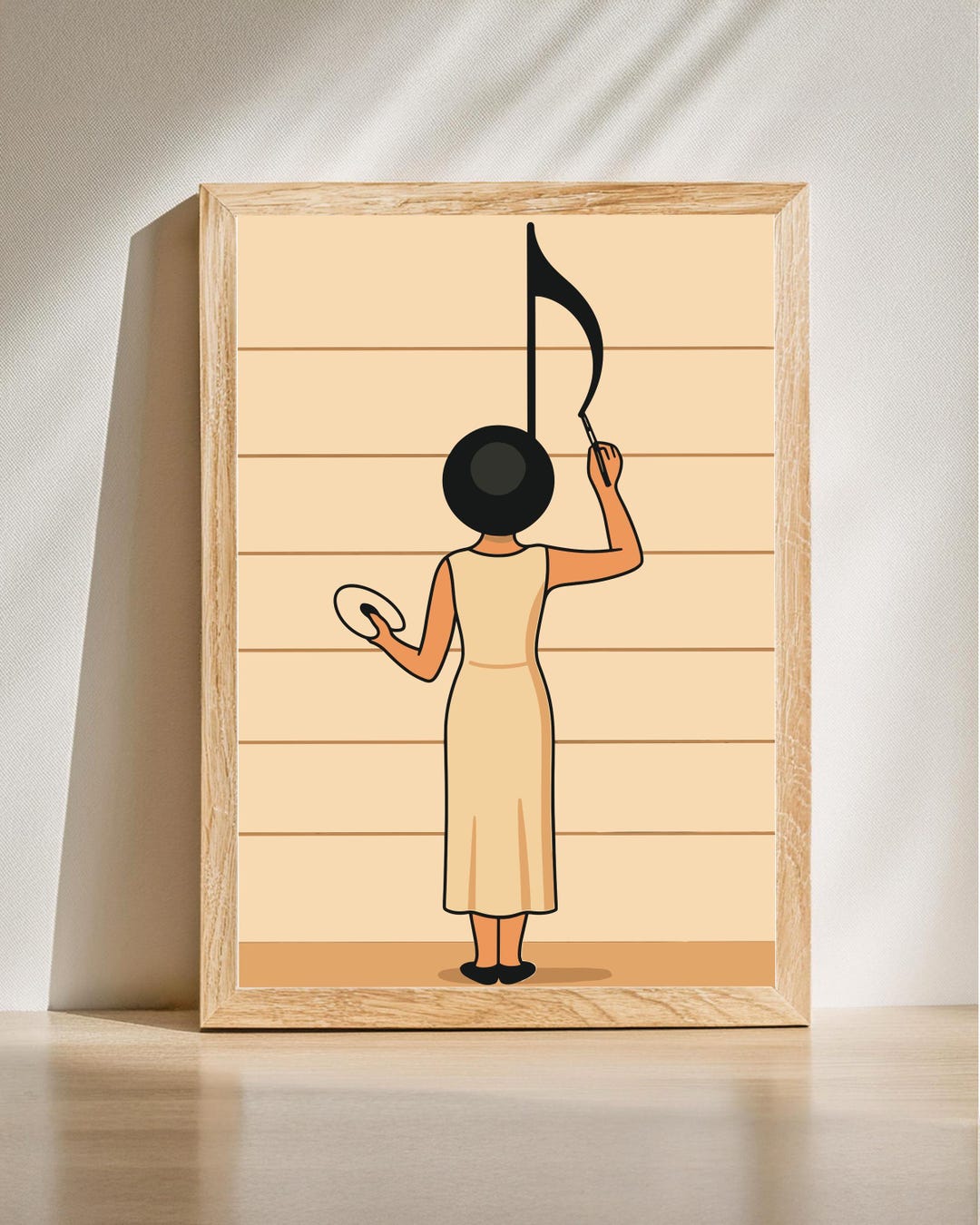Musical Note Lady, Music Art Print, Creative Art Lover Wall Decor ...