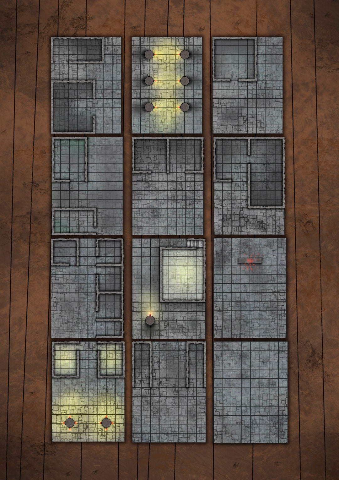 Dnd 12 Dungeon Battle Mats Pack - Etsy