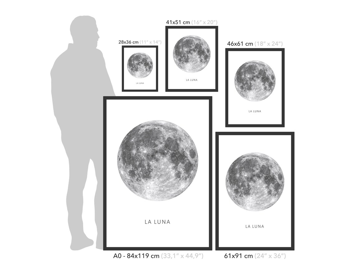 La Luna Poster Full Moon Digital Scandinavian Wall Decor for - Etsy