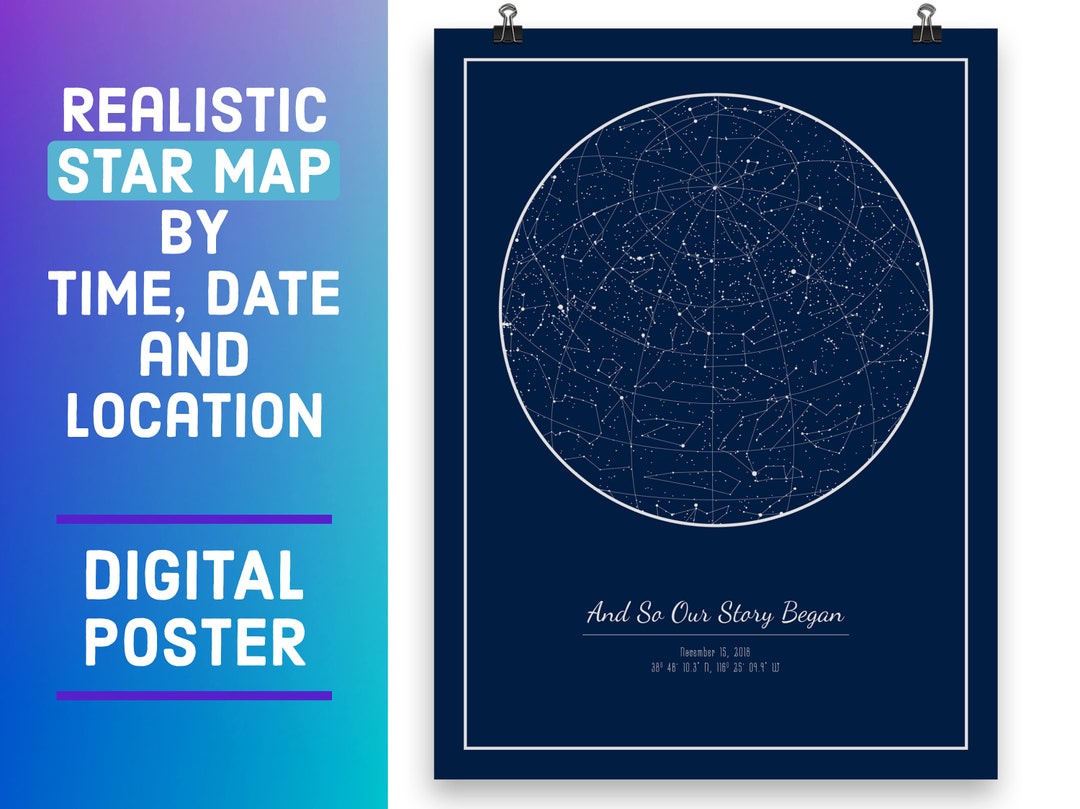 Star Map Digital Download - Modern Bedroom Decor - Custom Gift for Her ...