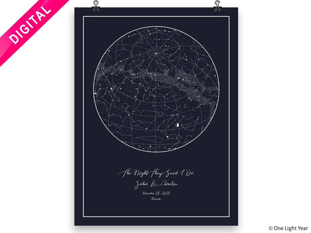 Custom Star Map - Space Wall Art Poster, Mothers Day Gifts, Night Sky ...