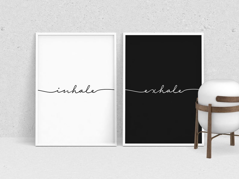 Poster Set Inhale Exhale - Modern Print, Yoga, Meditation, Pilates, Gym ...