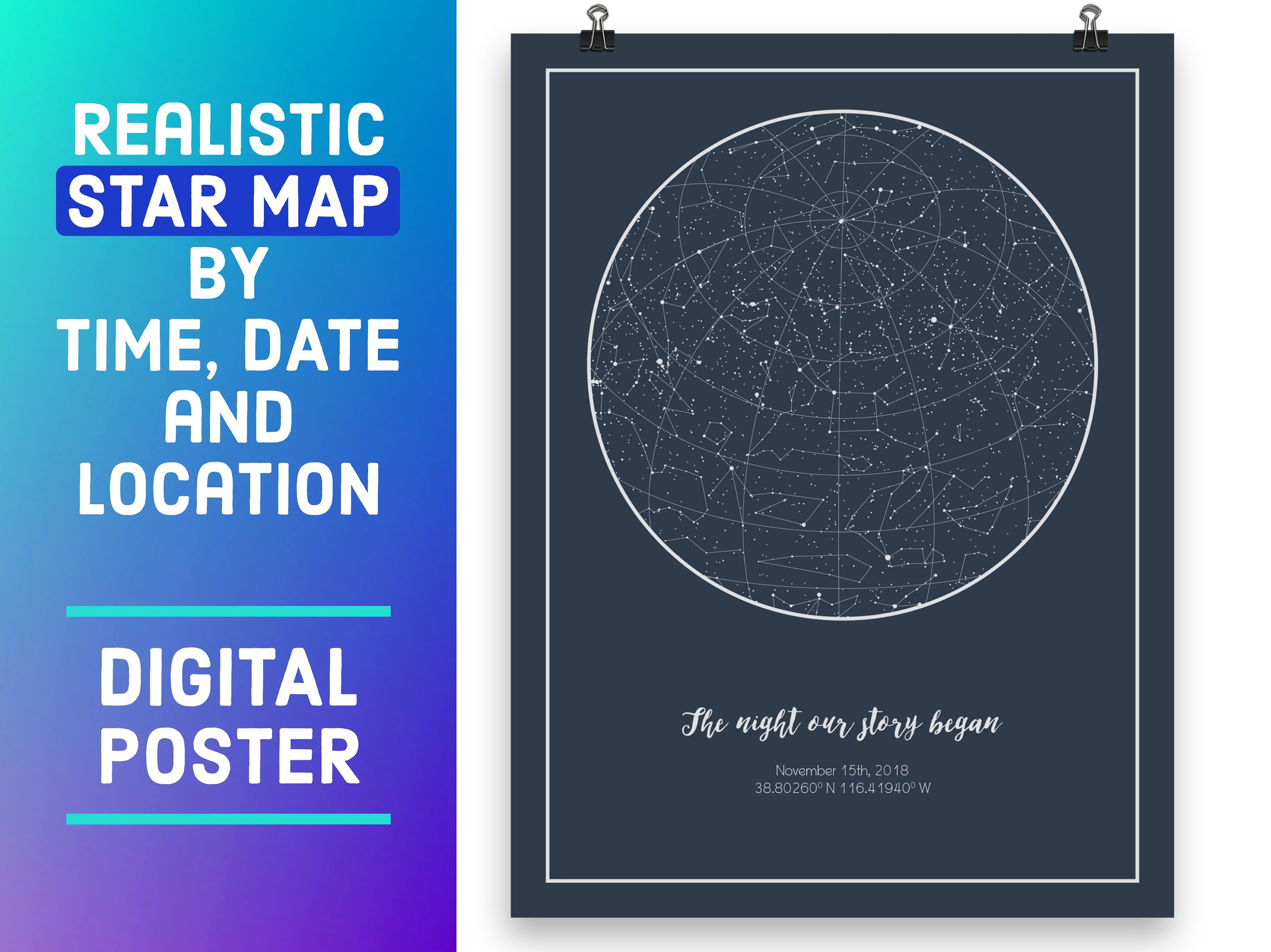 Personalized Gift for Women Night Sky Map Girlfriend Gift | Etsy