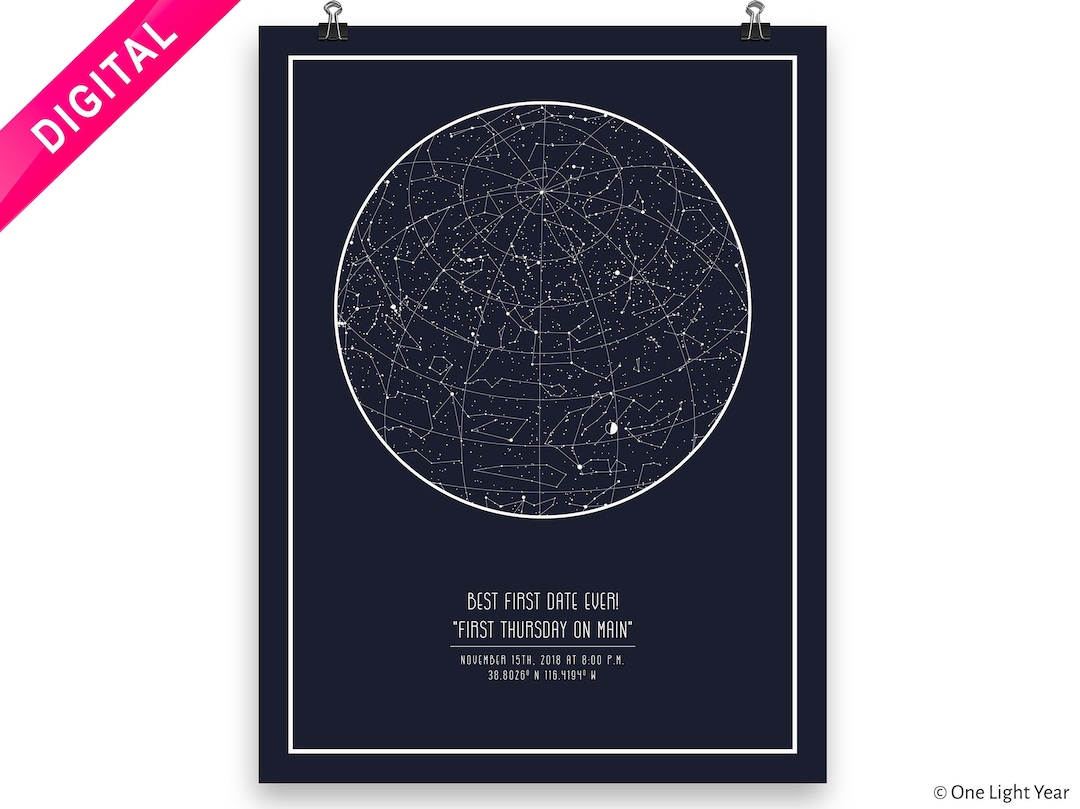 Star Chart, Night Sky Map DIGITAL DOWNLOAD - Bedroom Decor, Gift for ...