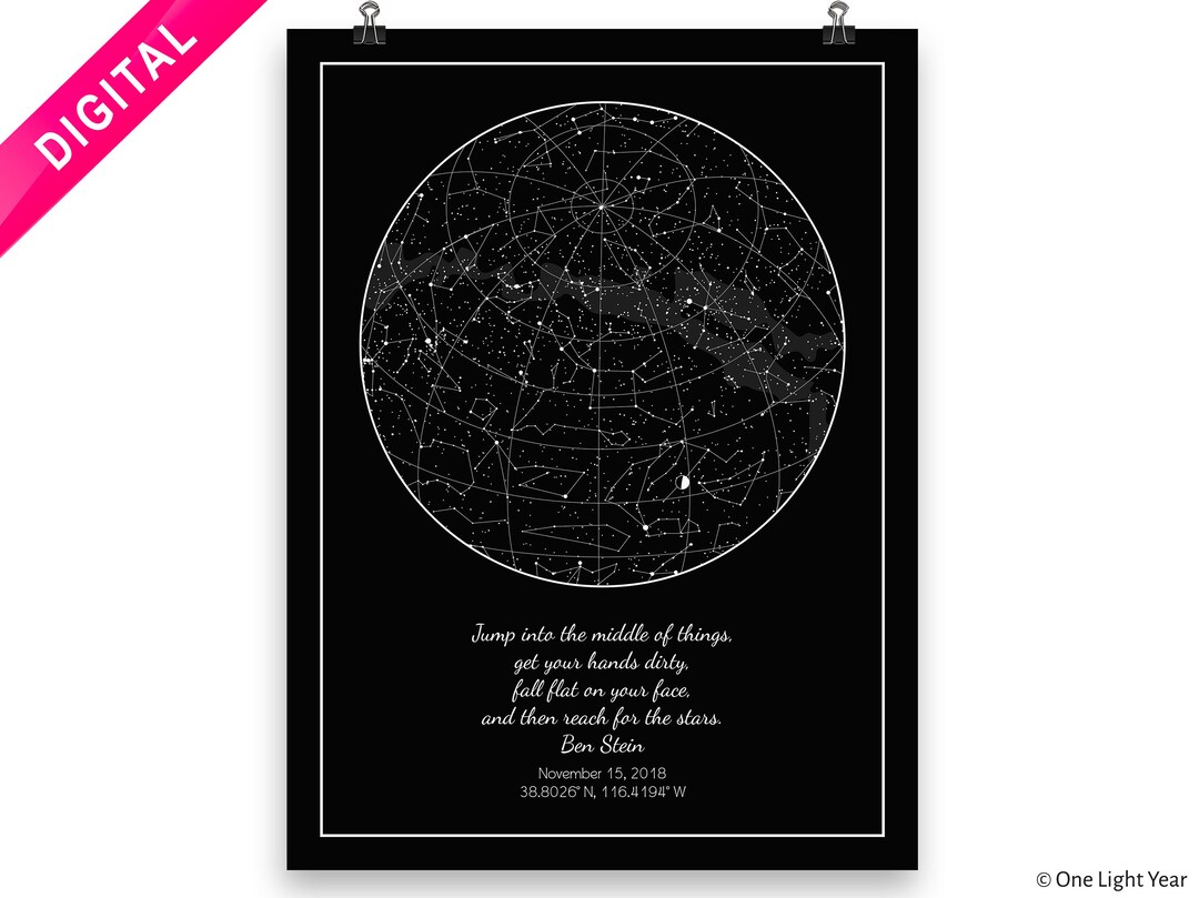 Night Sky Print, Celestial Map Digital Download - Bedroom Decor - Love ...
