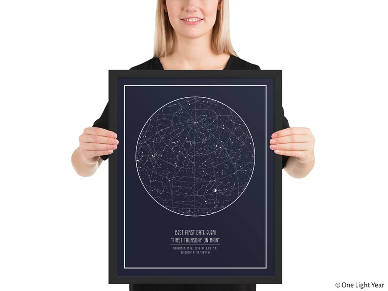 Framed Custom Star map Gift for Boyfriend Girlfriend 1st | Etsy