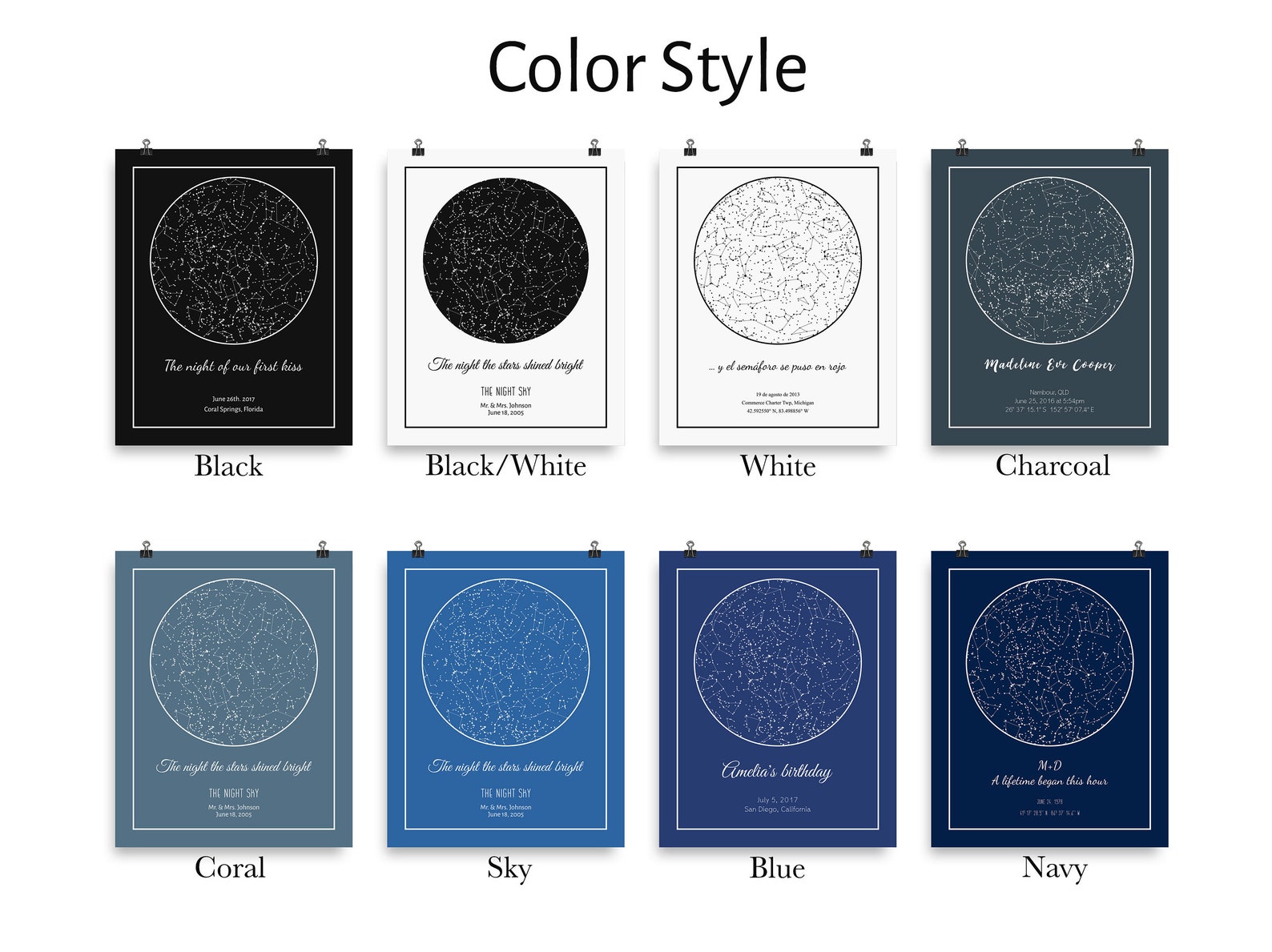 Personalized sky map Triple star map DIGITAL Night sky print | Etsy