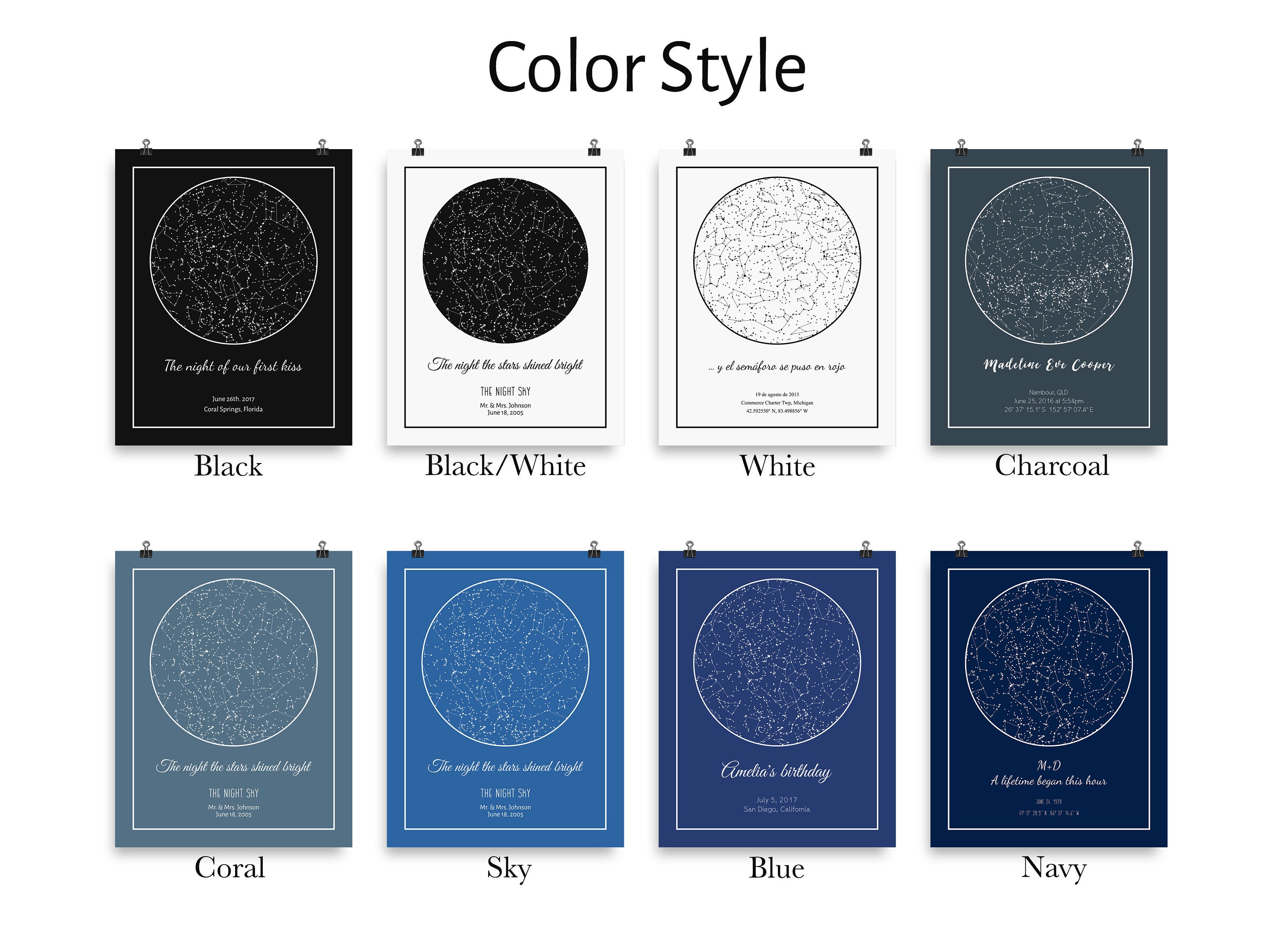 Personalized Sky Map Triple Star Map DIGITAL Night Sky Print - Etsy ...