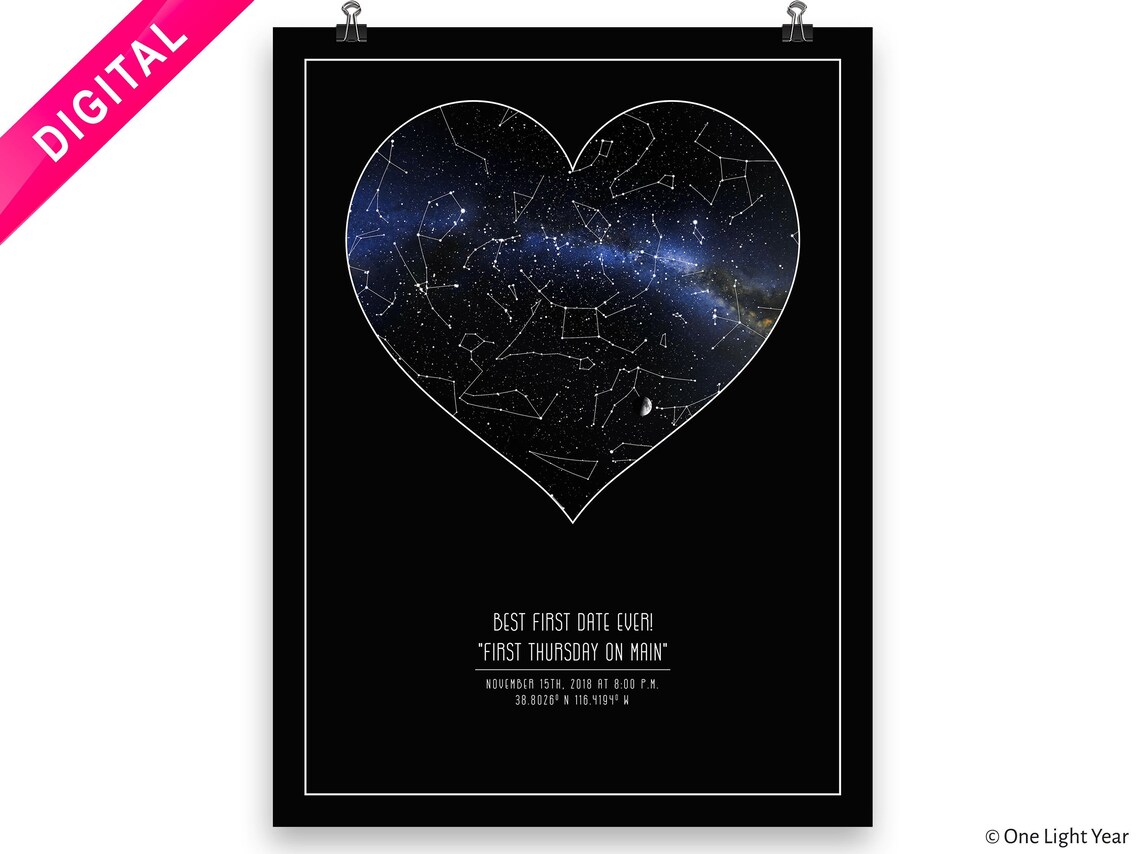 Real Star map heart Constellation print Unique gift for | Etsy