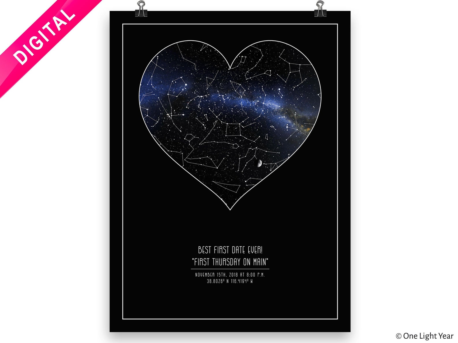 Real Star map heart Constellation print Unique gift for | Etsy