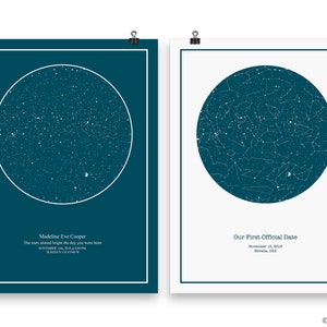 Custom Star Map Black, Printable Sky Chart, Christmas Unique Gift Idea ...