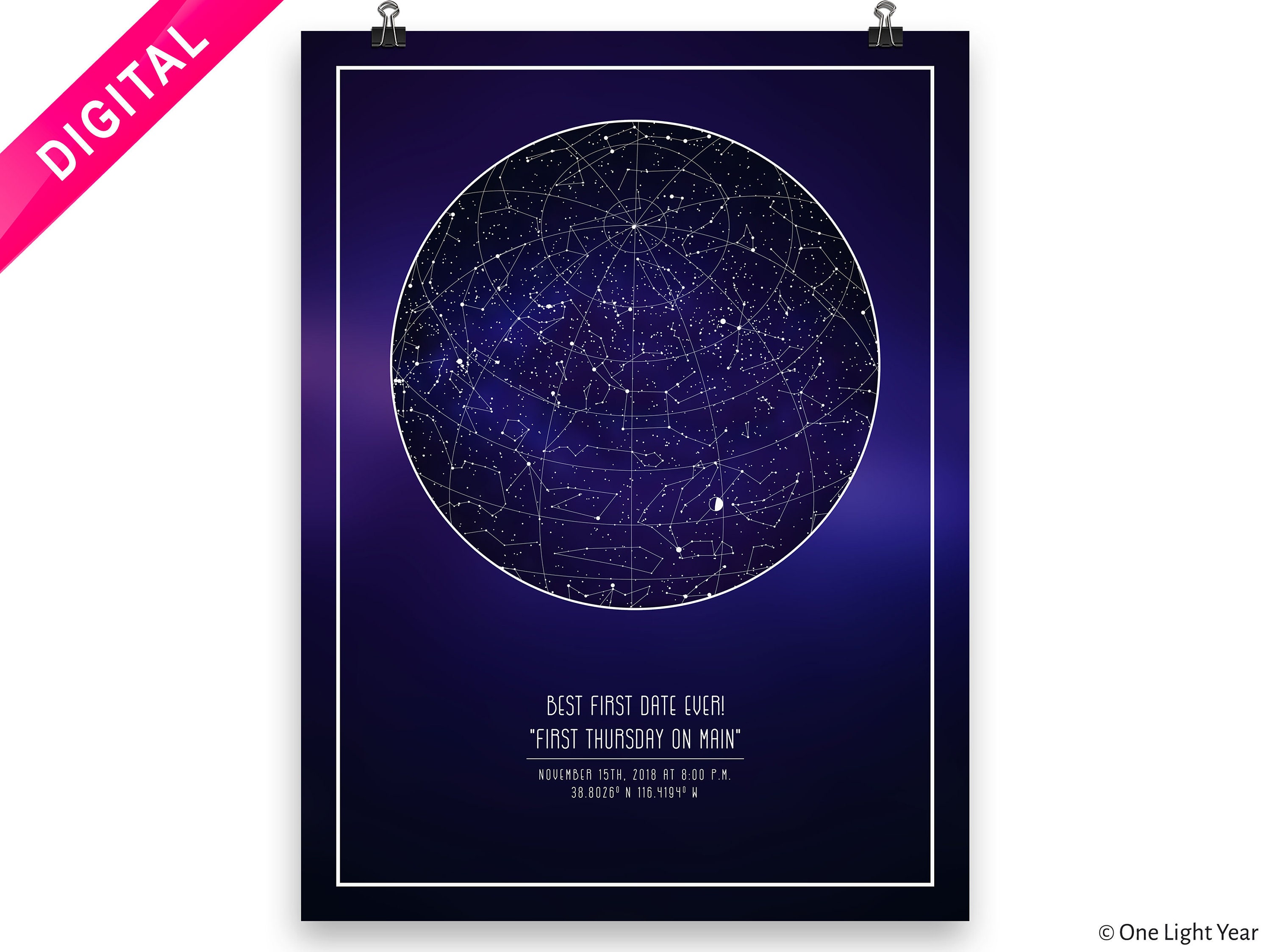 Galaxy Star Map by Date Night Sky Map Wall Decor Her | Etsy