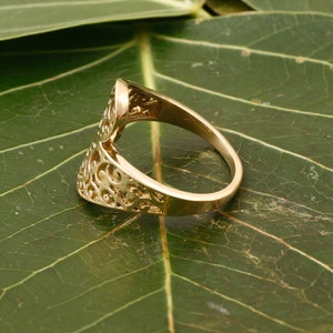 Open Band Gold Filigree Ring, 14K Gold Ring, Boho Ring, Adjustable Ring ...