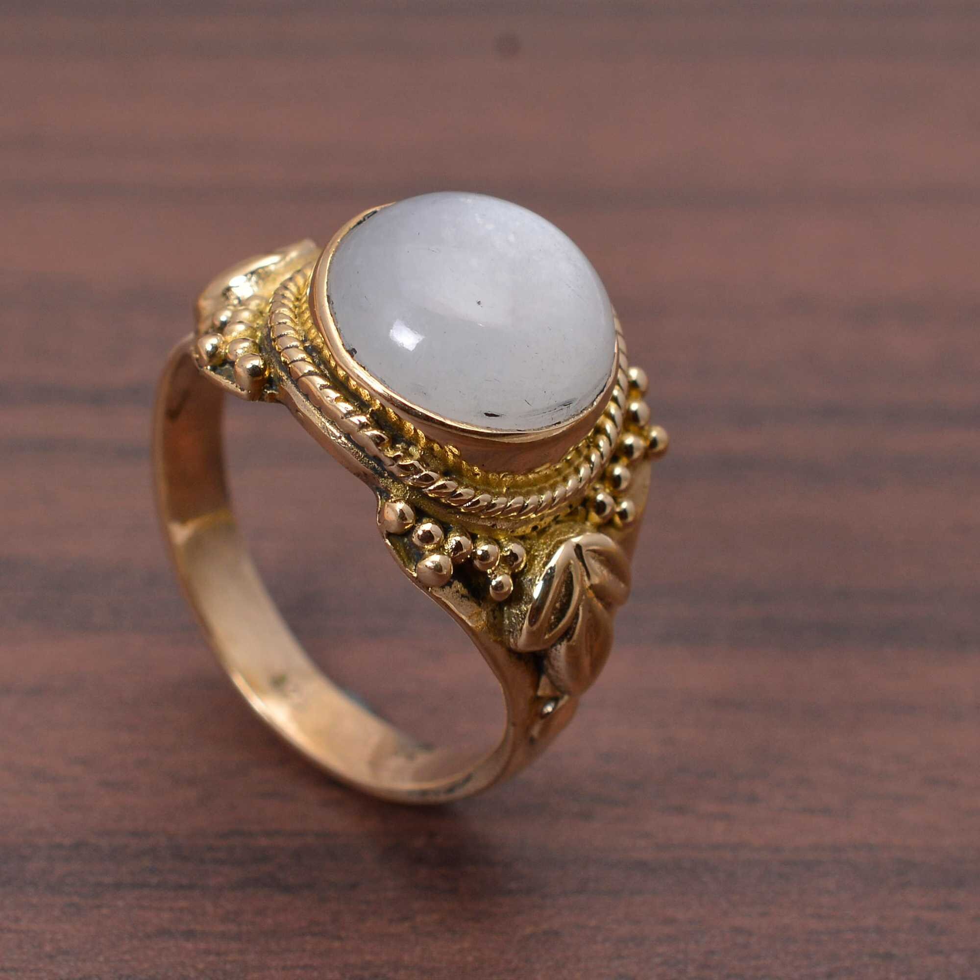Genuine Moonstone Ring | Gold Moonstone Ring | Statement Ring | Gold ...