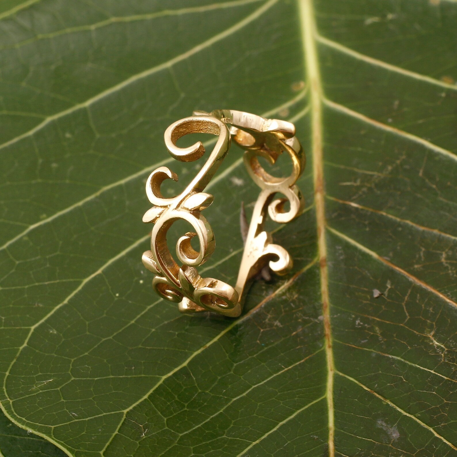 14K Gold Filigree Ring, Handmade Gold Ring, Dainty Lace Ring, Gold Ring ...