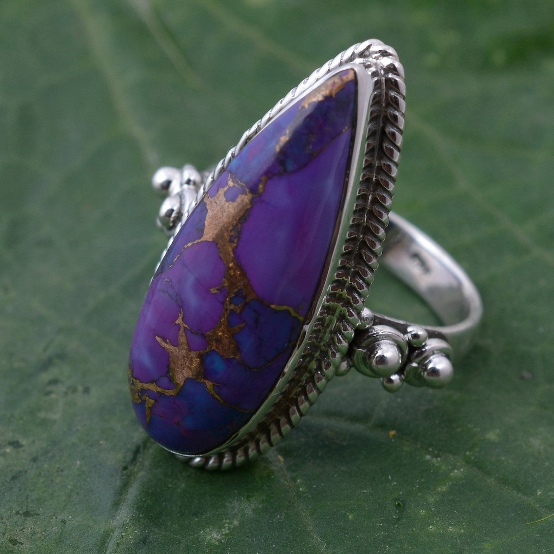 Natural Purple Turquoise Ring, Gemstone Ring, 925 Sterling Silver Ring ...