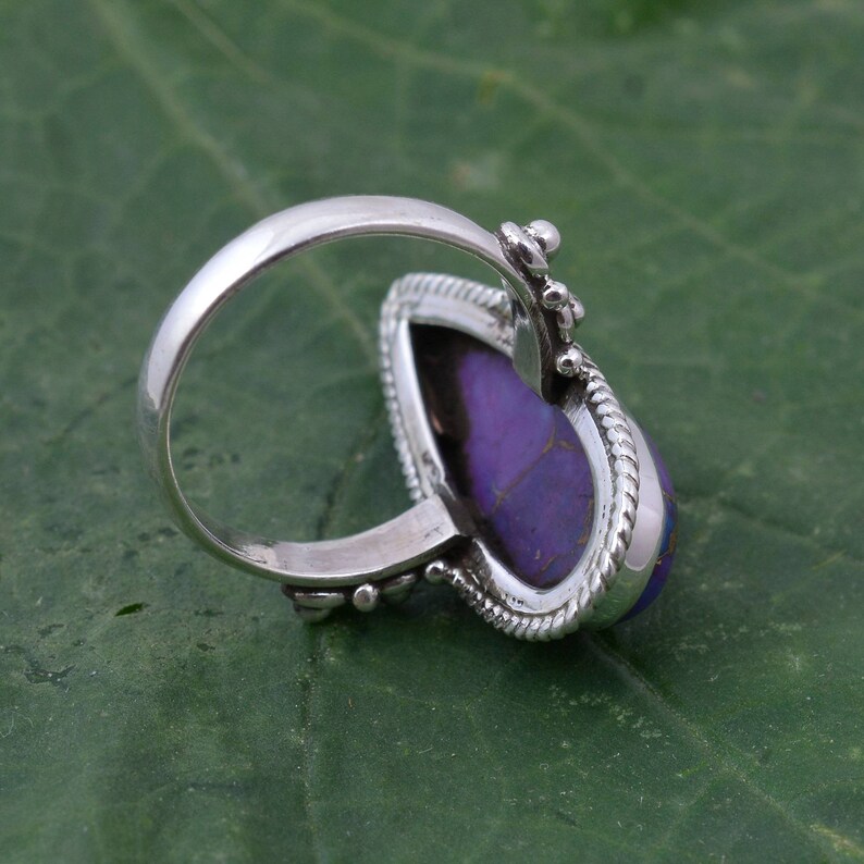 Natural Purple Turquoise Ring Gemstone Ring 925 Sterling | Etsy