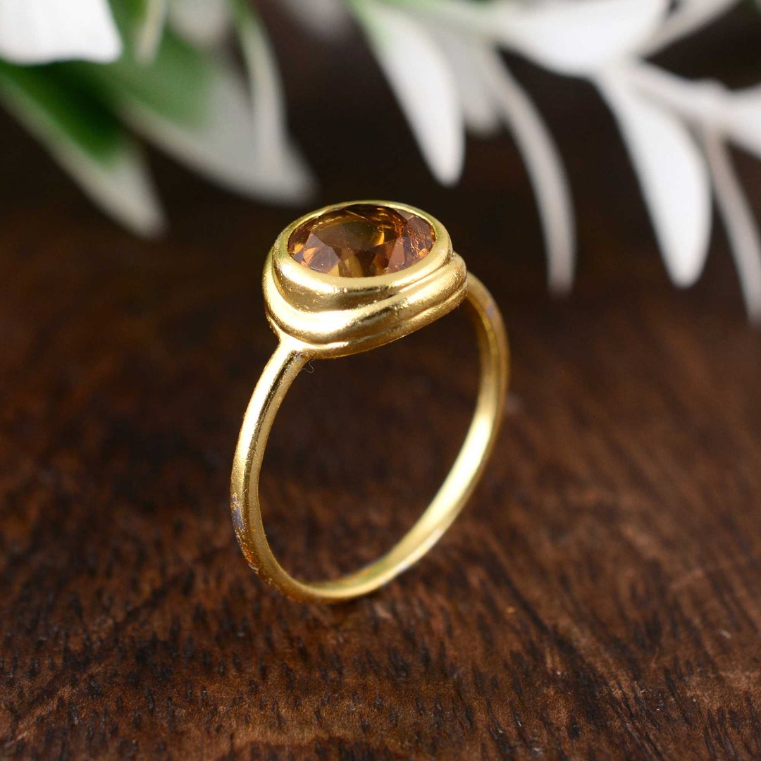 Citrine Hydro Ring, Cut Stone Ring, Gemstone Ring, Simple Band Ring ...