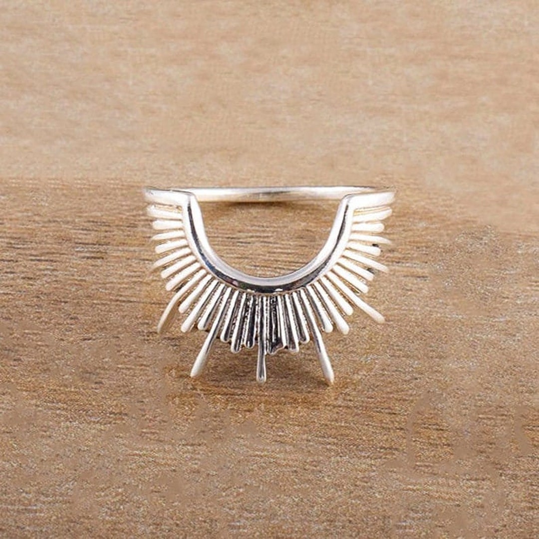 Sun Ring, SYMBOL of Bright,sun Ring, Rising Sun Ring, Gold Dainty Ring ...