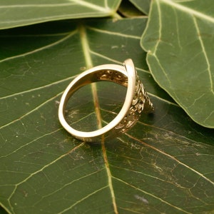 Open Band Gold Filigree Ring, 14K Gold Ring, Boho Ring, Adjustable Ring ...