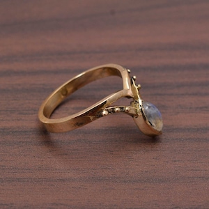 Chevron Solitaire Stacking Moonstone Ring, 14k Gold Filled V Shaped ...