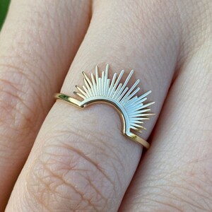 Sun Ring, Rising Sun Ring, Gold Dainty Ring, Spike Ring, Statement Ring ...