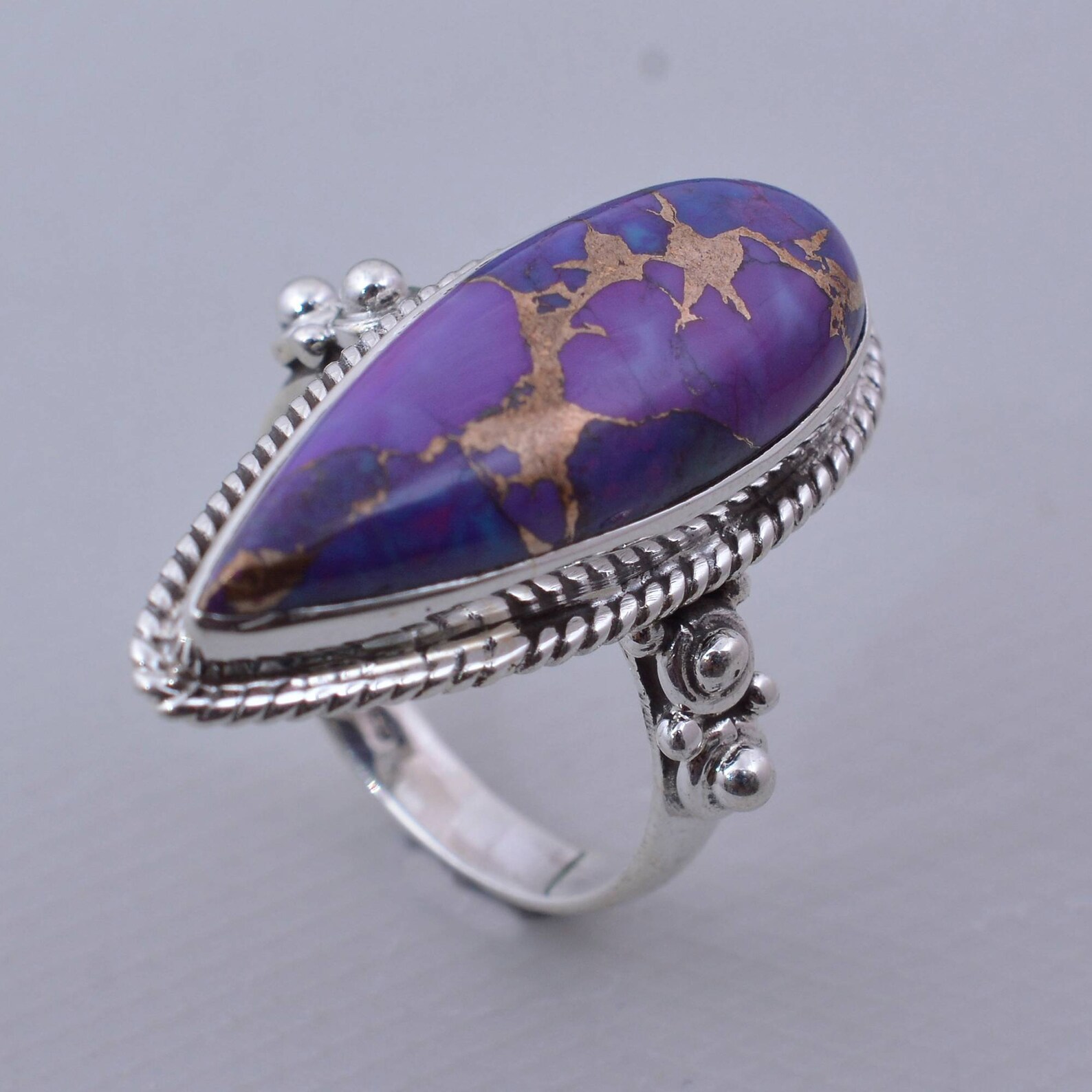 Natural Purple Turquoise Ring Gemstone Ring 925 Sterling | Etsy