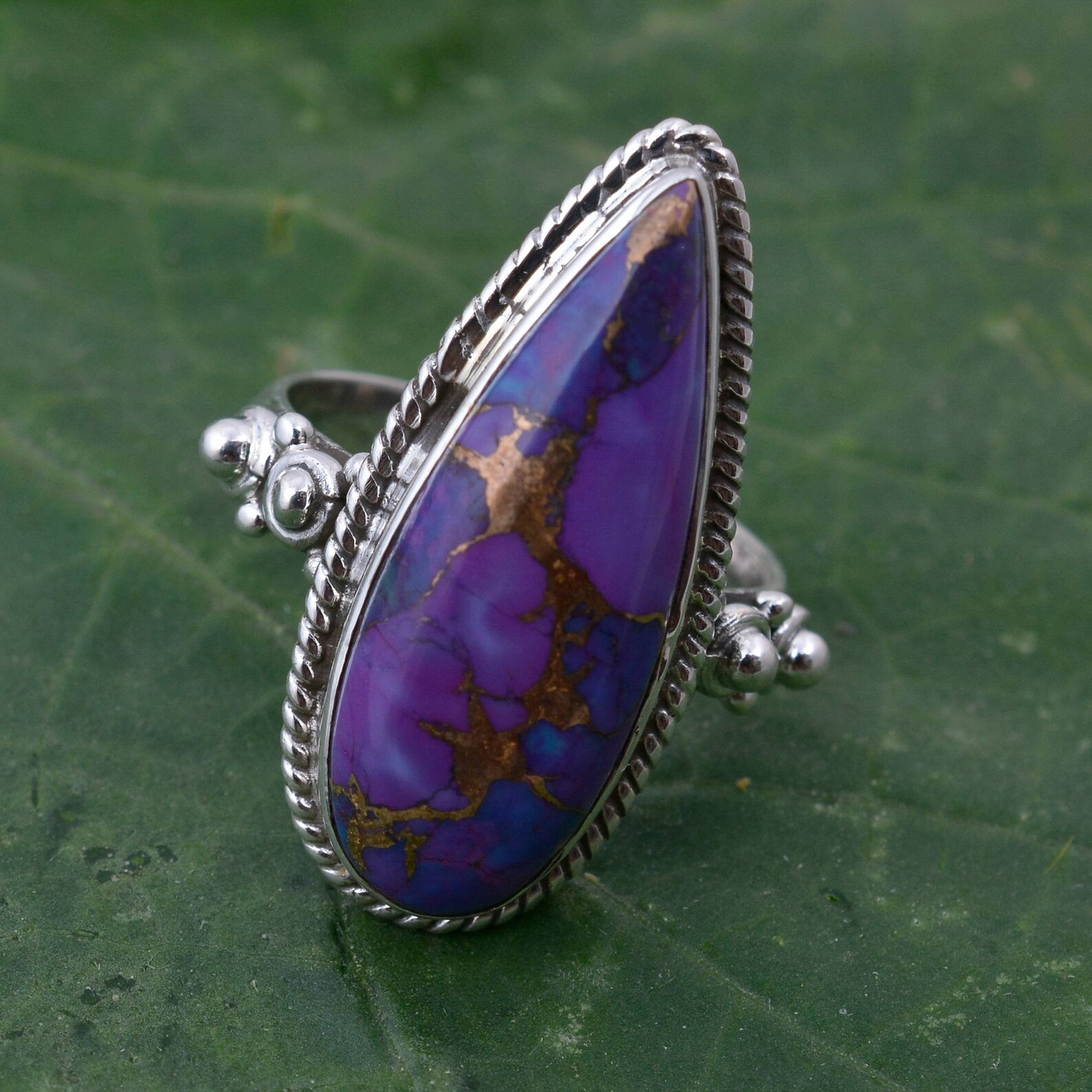 Natural Purple Turquoise Ring Gemstone Ring 925 Sterling | Etsy