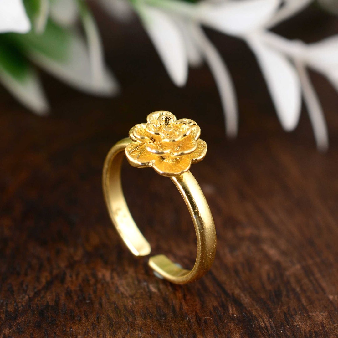 Rose Design Ring, Flower Ring, Floral Ring, Gold Ring, Dainty Ring ...