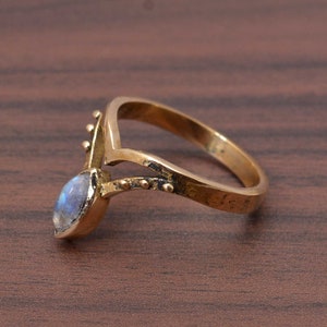 Chevron Solitaire Stacking Moonstone Ring, 14k Gold Filled V Shaped ...
