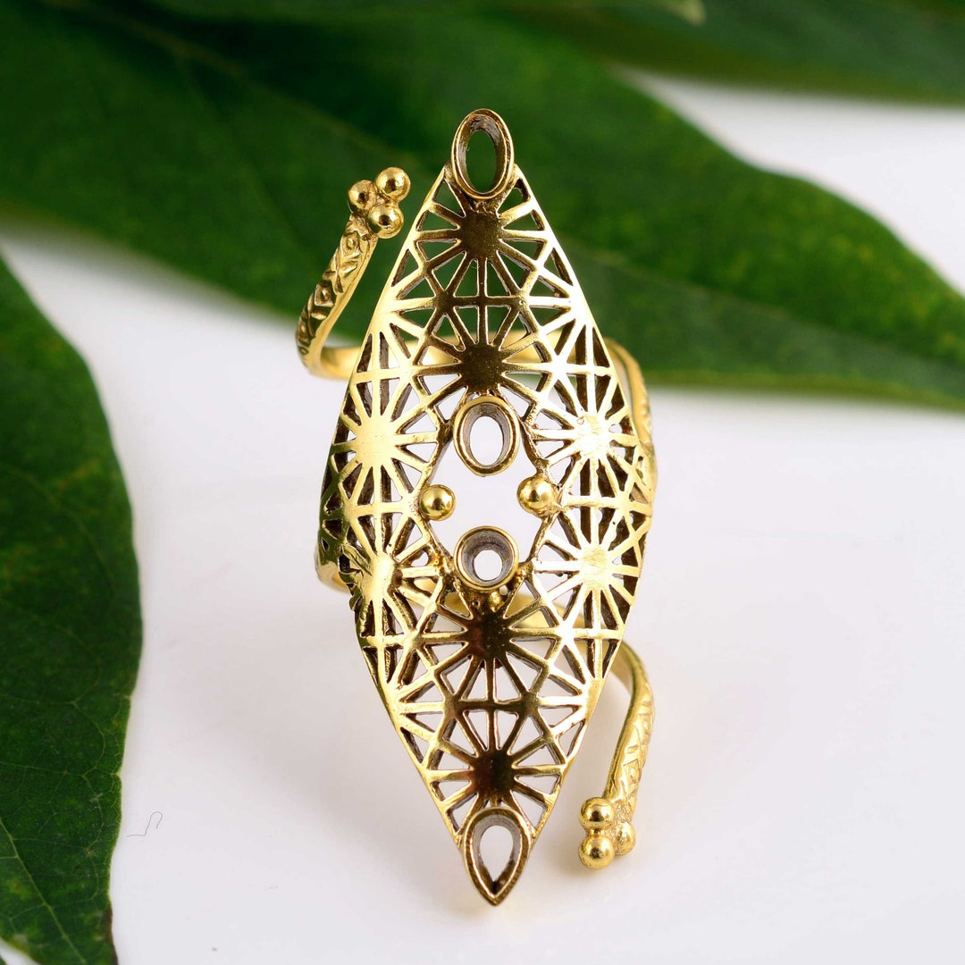 Gold Filigree Splint Ring, Brass Filigree Arthritis Ring, Vintage Ring ...