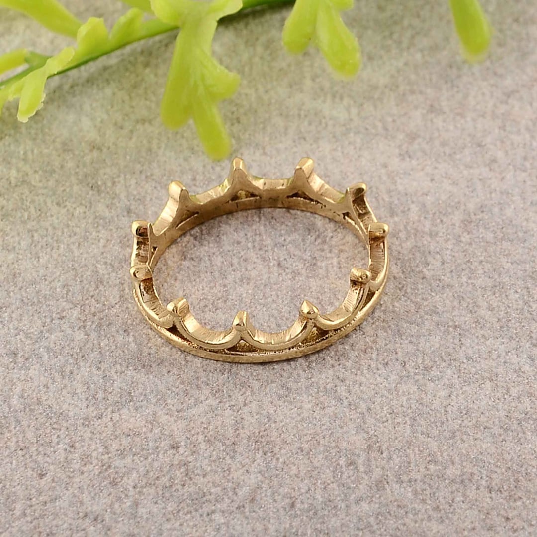 Gold Crown Band, Princess Crown Ring, Crown Band, Crown Stacking Ring ...
