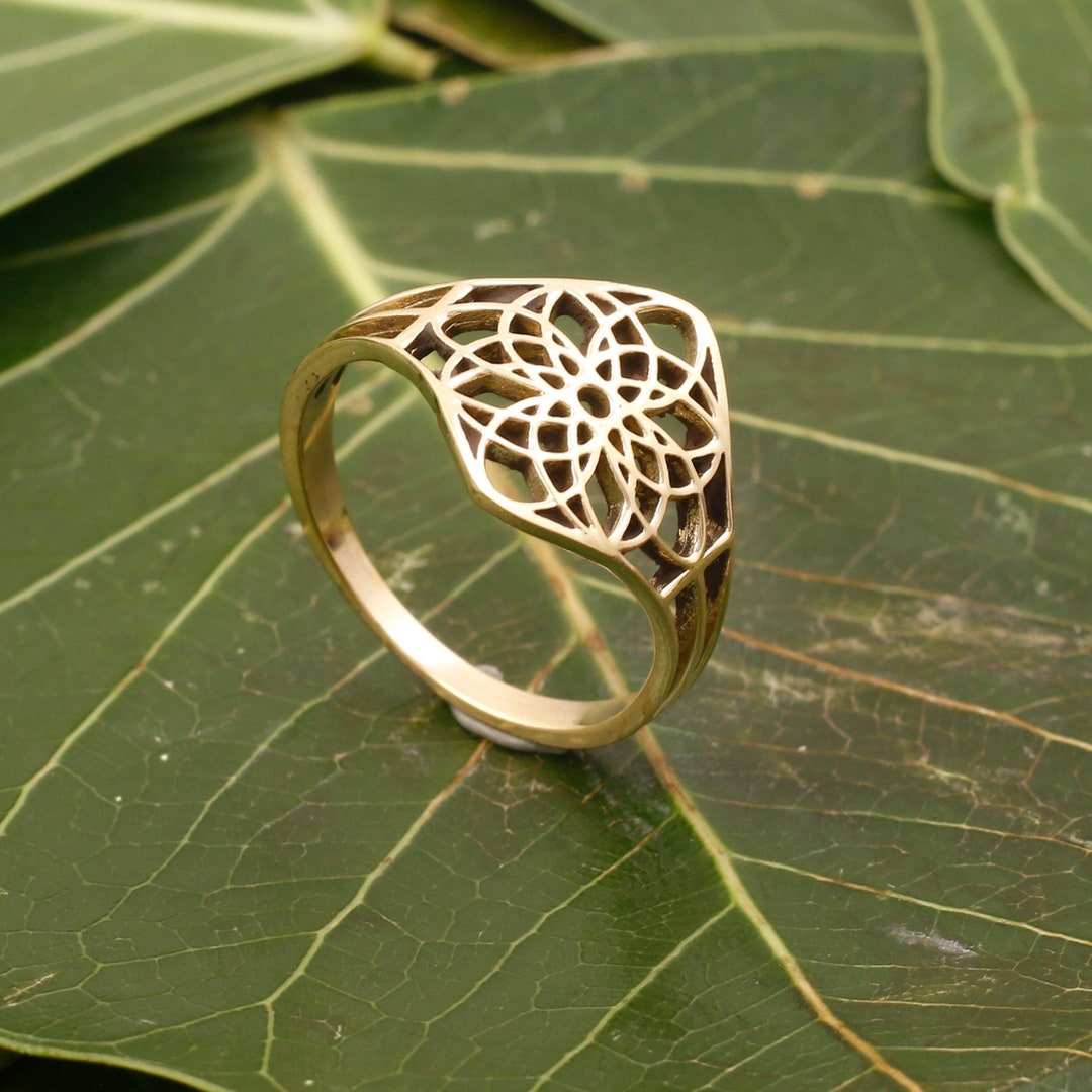 Flower of Life Ring, Seed of Life Mandala Ring, Sacred Geometric ...