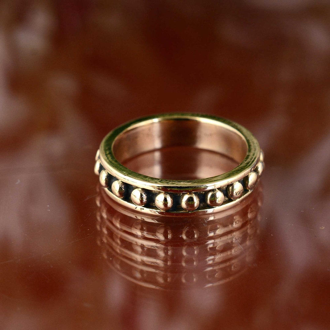 Solid Gold Dot Ring, 14k Gold Stacking Rings for Women, Simple Beaded ...