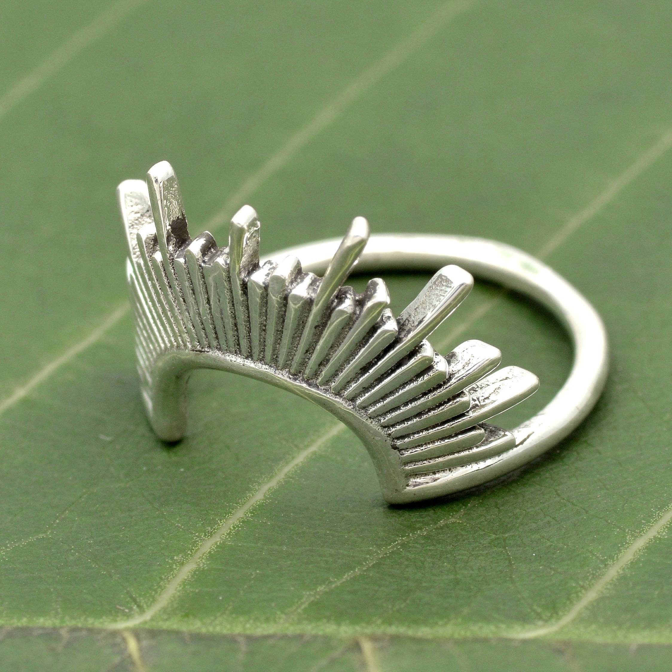 Half Sun Ring Sun Design Ring Silver Ring Handmade Ring | Etsy