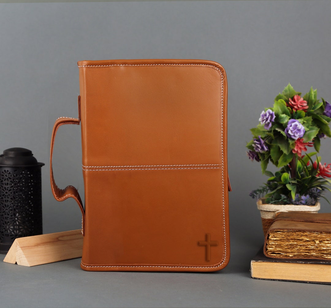 Leather Bible Cover With Zipper, Leather Bible Case, Leather Bible ...