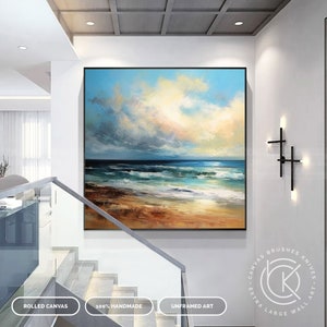 Original Seascape Painting on Canvas, Large Fancy Ocean Wall Art ...