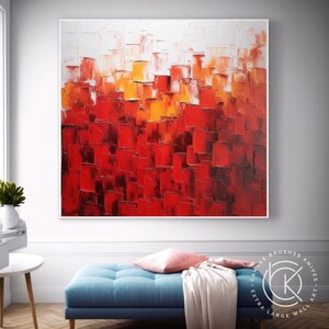 Large Red Abstract Oil Painting on Canvas Original Red Boho - Etsy