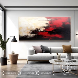 Large Hand-painted Bold Red Abstract Artwork Original Palette - Etsy