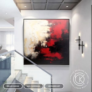 Large Hand-painted Bold Red Abstract Artwork Original Palette - Etsy