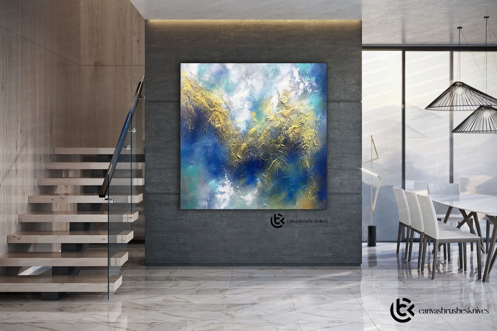 Modern Abstract Painting Bathroom Wall Decor Huge Wall Art | Etsy