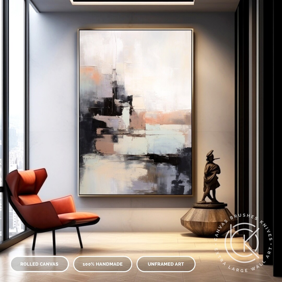 Large Tall Abstract Painting for Room Handmade Canvas Wall - Etsy