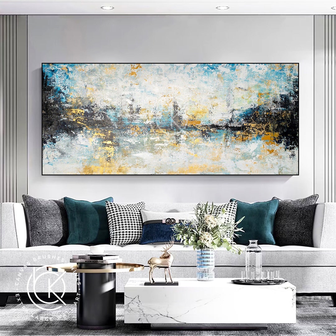 Original Blue Landscape Painting Large Landscape Painting on - Etsy