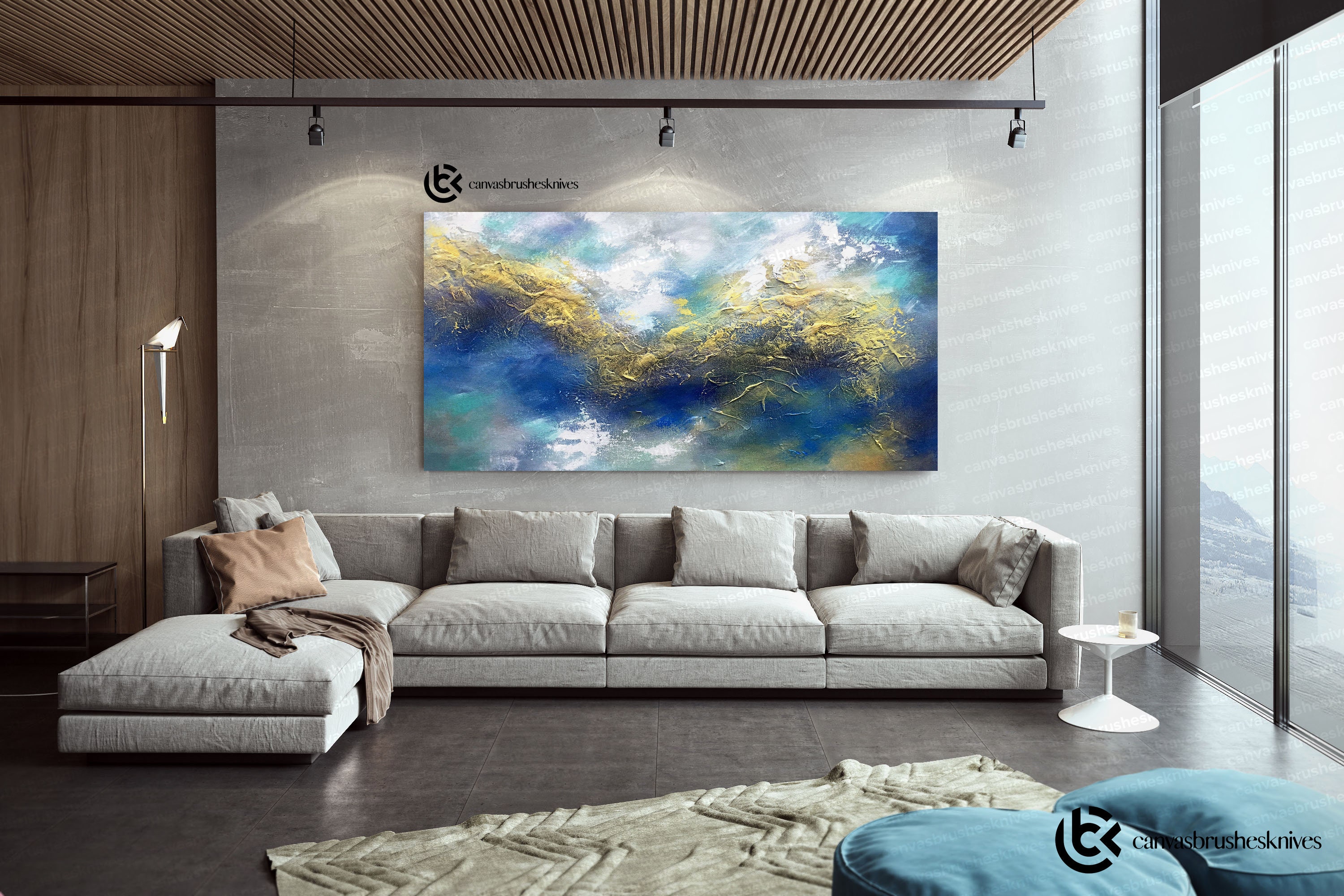 Modern Abstract Painting Bathroom Wall Decor Huge Wall Art | Etsy