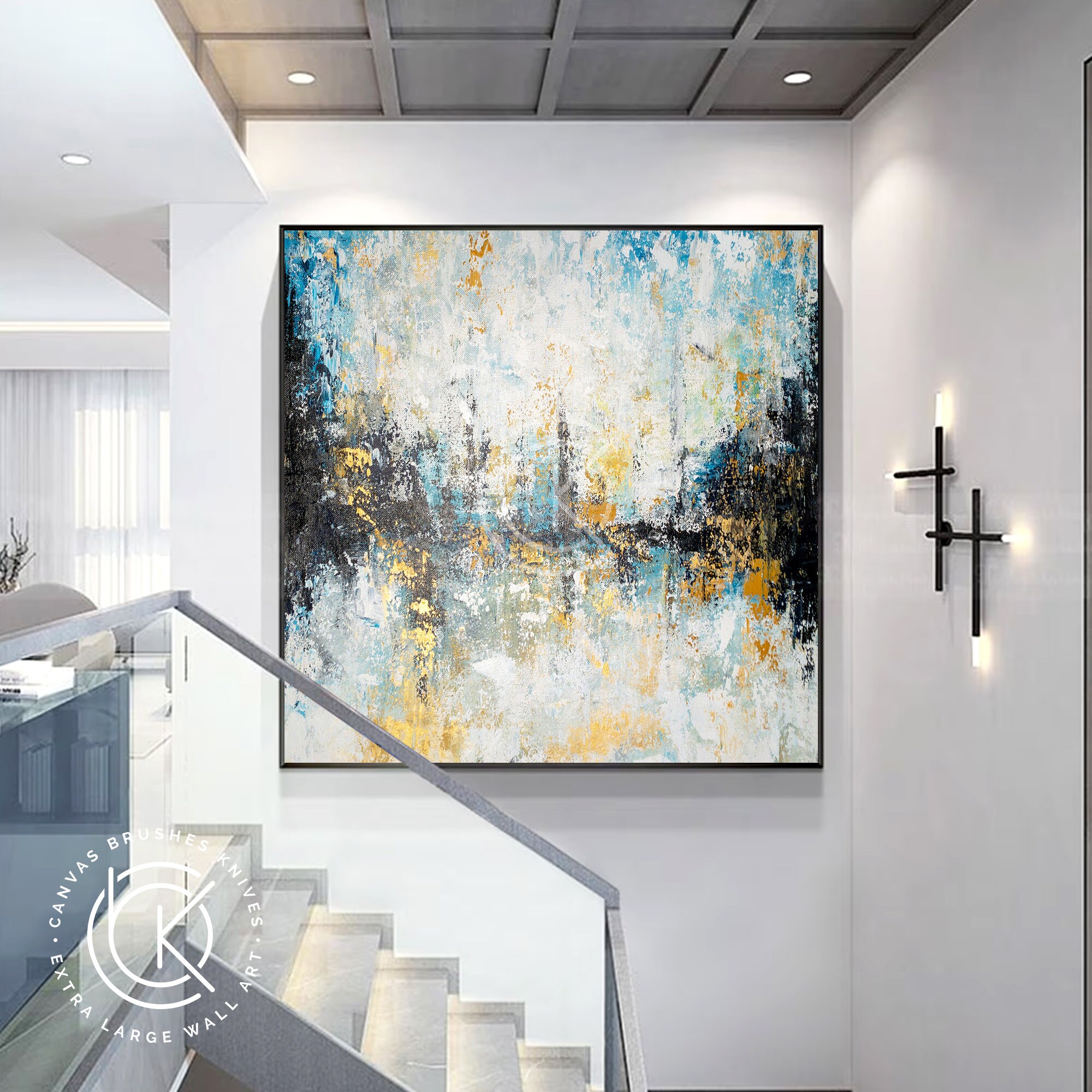 Original Blue Landscape Painting Large Landscape Painting on - Etsy