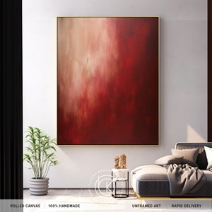 Professional Red & Brown Abstract Artwork on Canvas, Oversized Simple ...