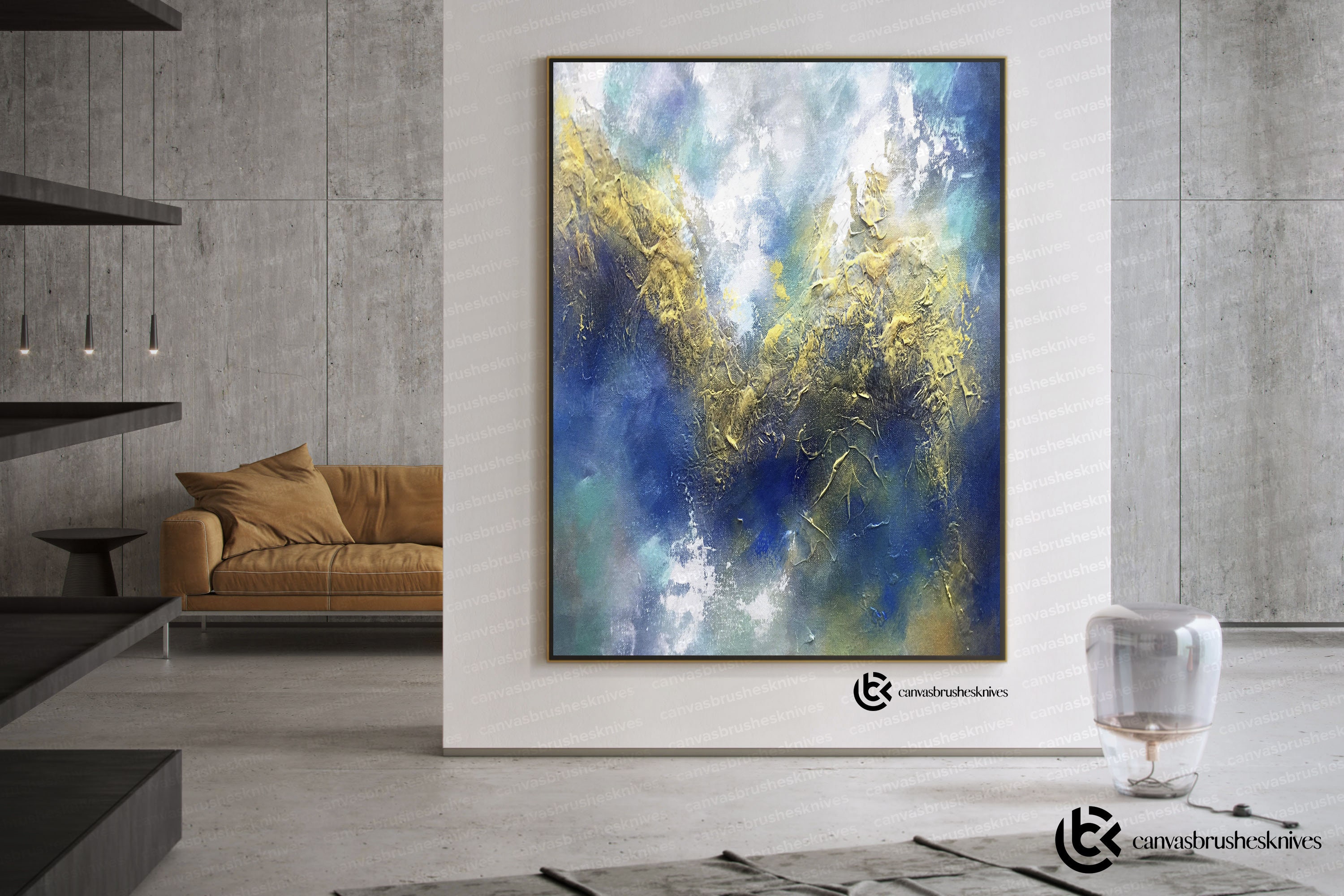 Modern Abstract Painting Bathroom Wall Decor Huge Wall Art | Etsy